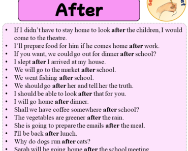 Sentences with After Archives - SentencesWith.Net