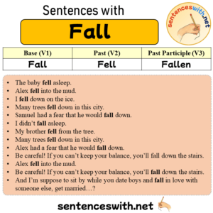Sentences with Fall, Past and Past Participle Form Of Fall V1 V2 V3 ...