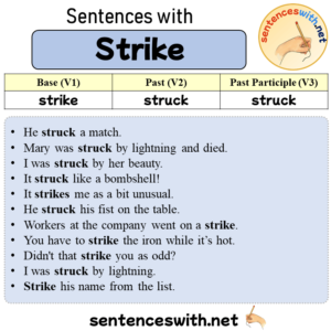Sentences with Strike, Past and Past Participle Form Of Strike V1 V2 V3 ...