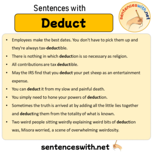 Sentences with Deduct, Sentences about Deduct in English ...