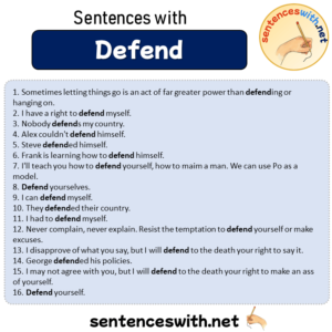 Sentences with Defend, Sentences about Defend in English ...