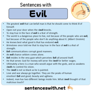 Sentences with Evil, Sentences about Evil in English - SentencesWith.Net