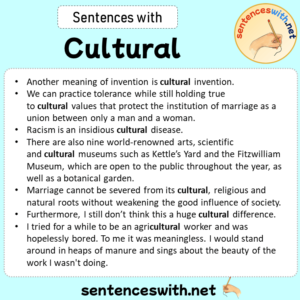 Sentences with Cultural, Sentences about Cultural in English ...