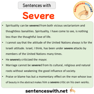 Sentences with Severe, Sentences about Severe in English ...