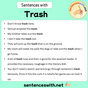 Sentences with Trash, Sentences about Trash - SentencesWith.Net