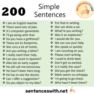 200 Simple Sentences Examples, Simple in a Sentence - SentencesWith.Net